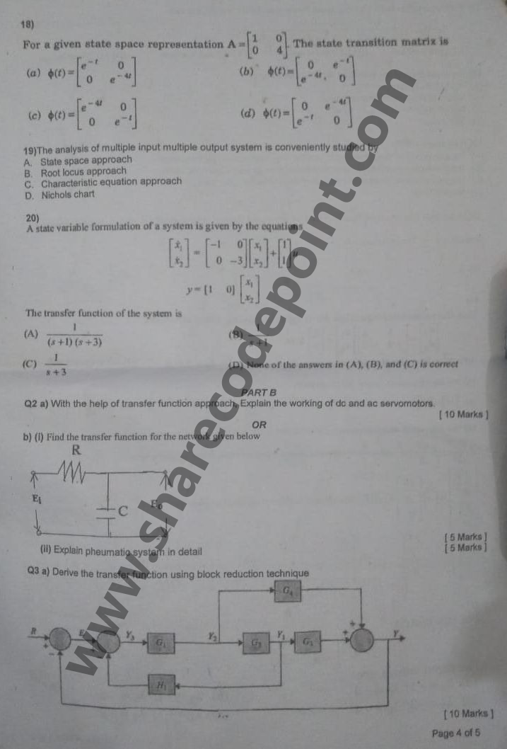 ECE305 : Control Systems End Term Exam Question Paper - ECE 305 - Lpu Question Paper