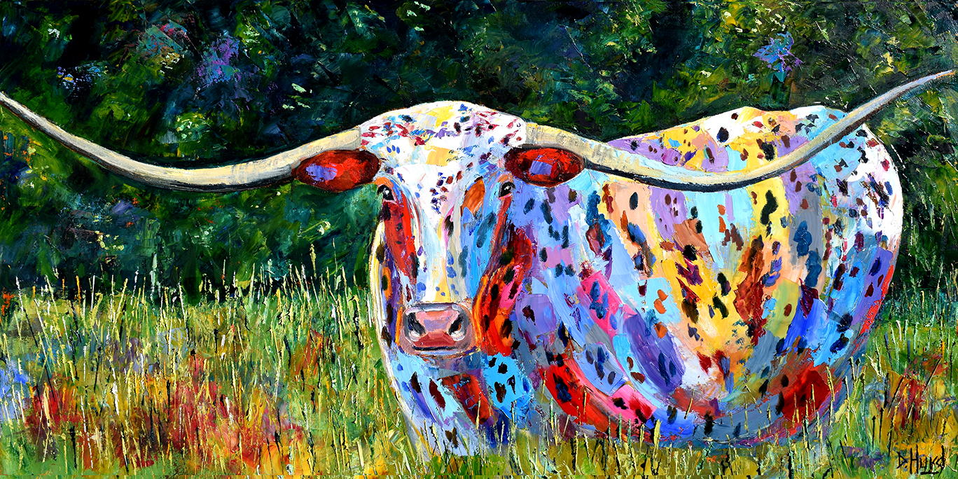 Debra Hurd Original Paintings AND Jazz Art: Texas Longhorn Speckled ...