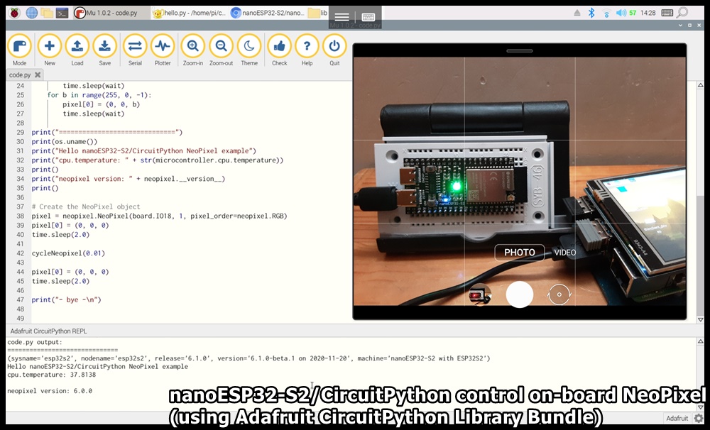 Embedded Things Nanoesp32 S2circuitpython Control On Board Neopixel