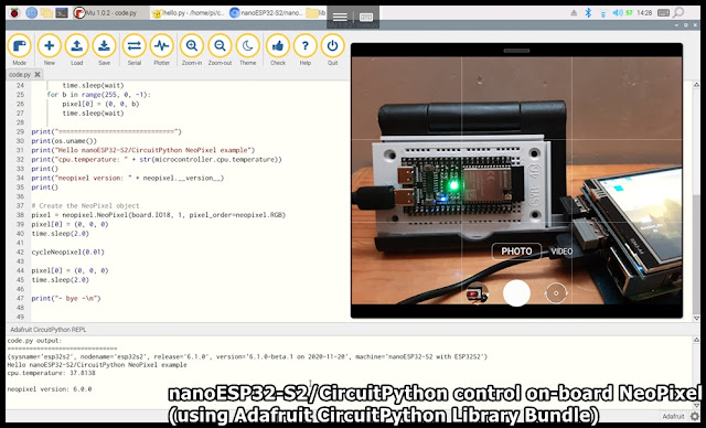 Embedded things: nanoESP32-S2/CircuitPython control on-board NeoPixel ...