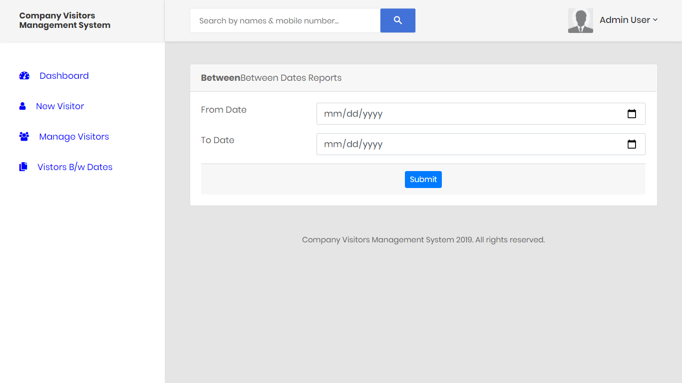 Free Source Code in php mysql Company Visitor Management System Project