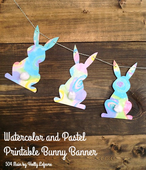 504 Main by Holly Lefevre: Printable Watercolor Pastel Bunny Banner