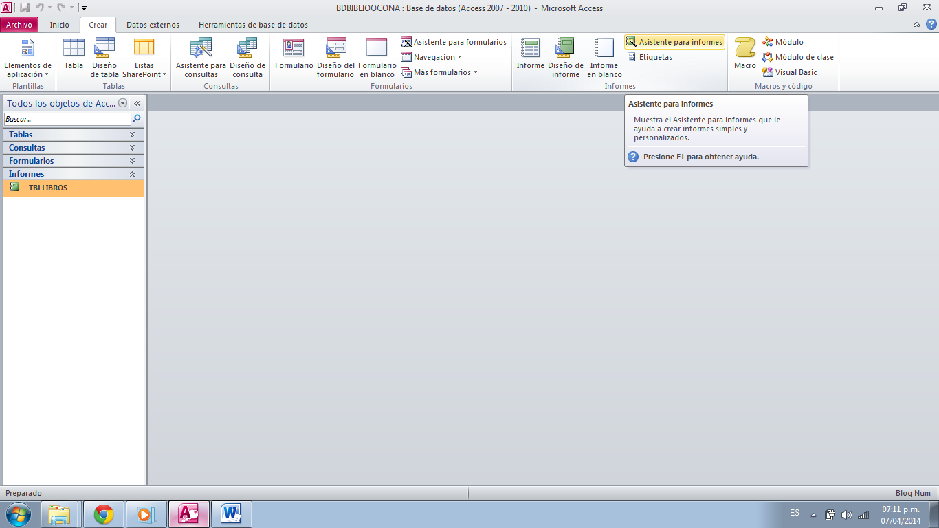 microsoft access: como hacer informes en access