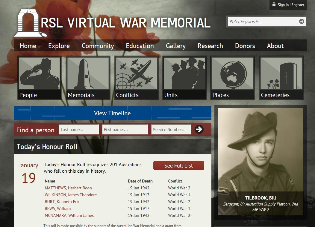 The RSL Virtual War Memorial