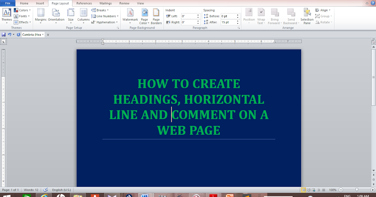HOW TO CREATE HEADINGS, HORIZONTAL LINE AND COMMENT ON A WEB PAGE ...