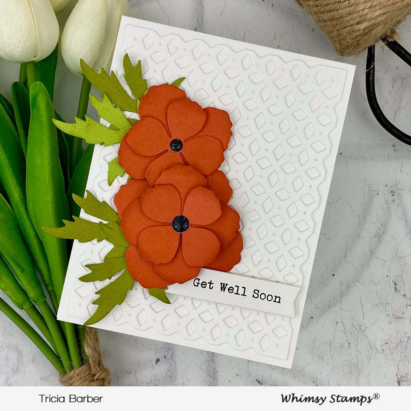 Diary of an Inky Girl…: Whimsy Stamps - Poppy Flower & Lattice dies