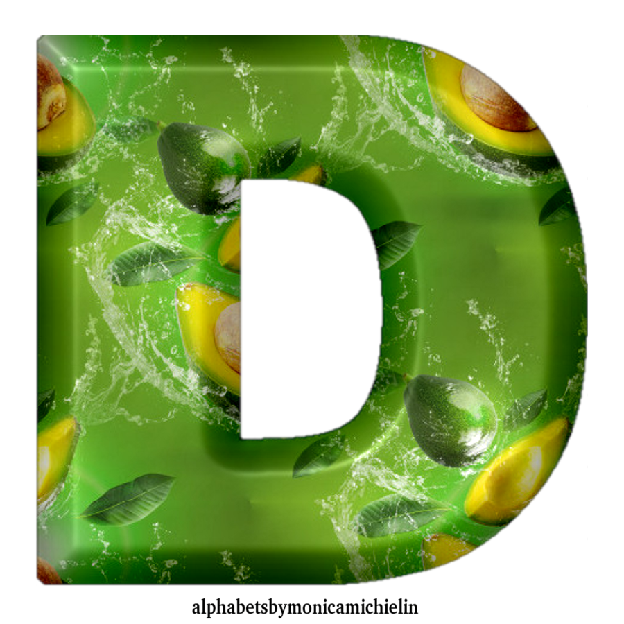 M. Michielin Alphabets: GREEN AVOCADO FRUIT ALPHABET LETTER PNG ...