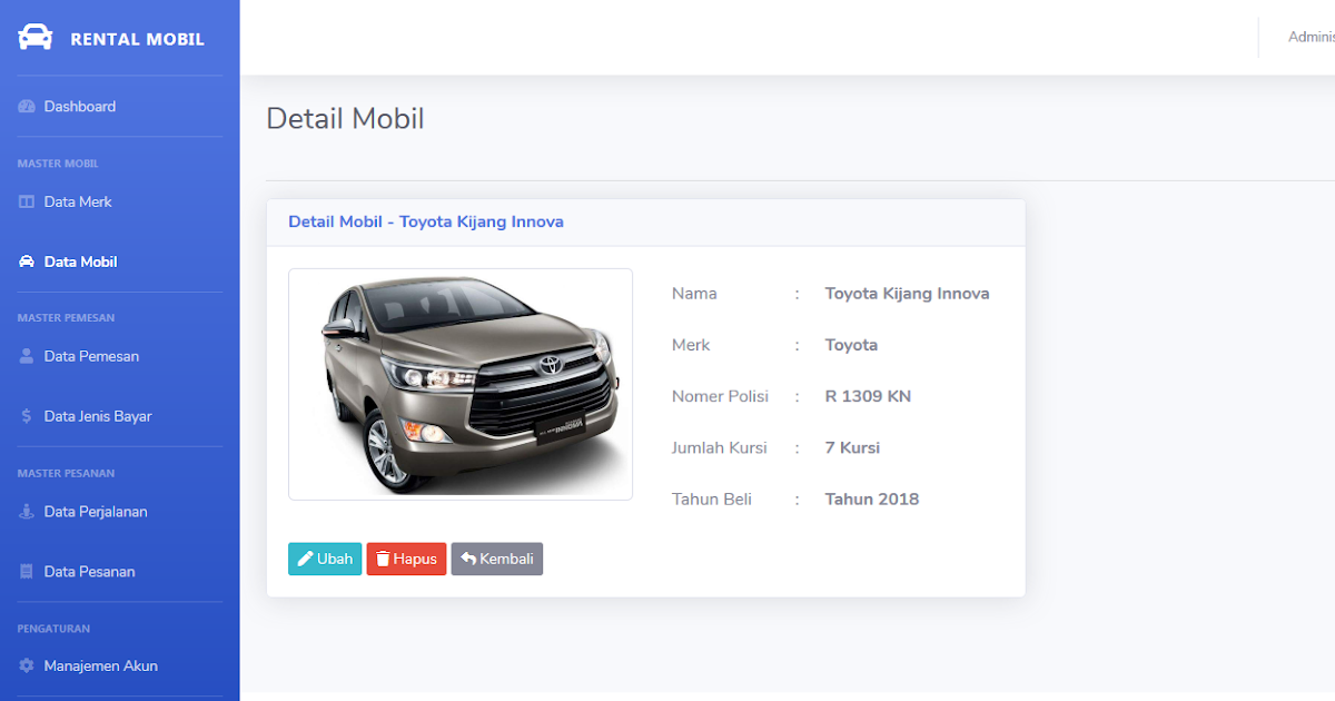 Source Code PHP Administrasi Rental Penyewaan Mobil Berbasis Web