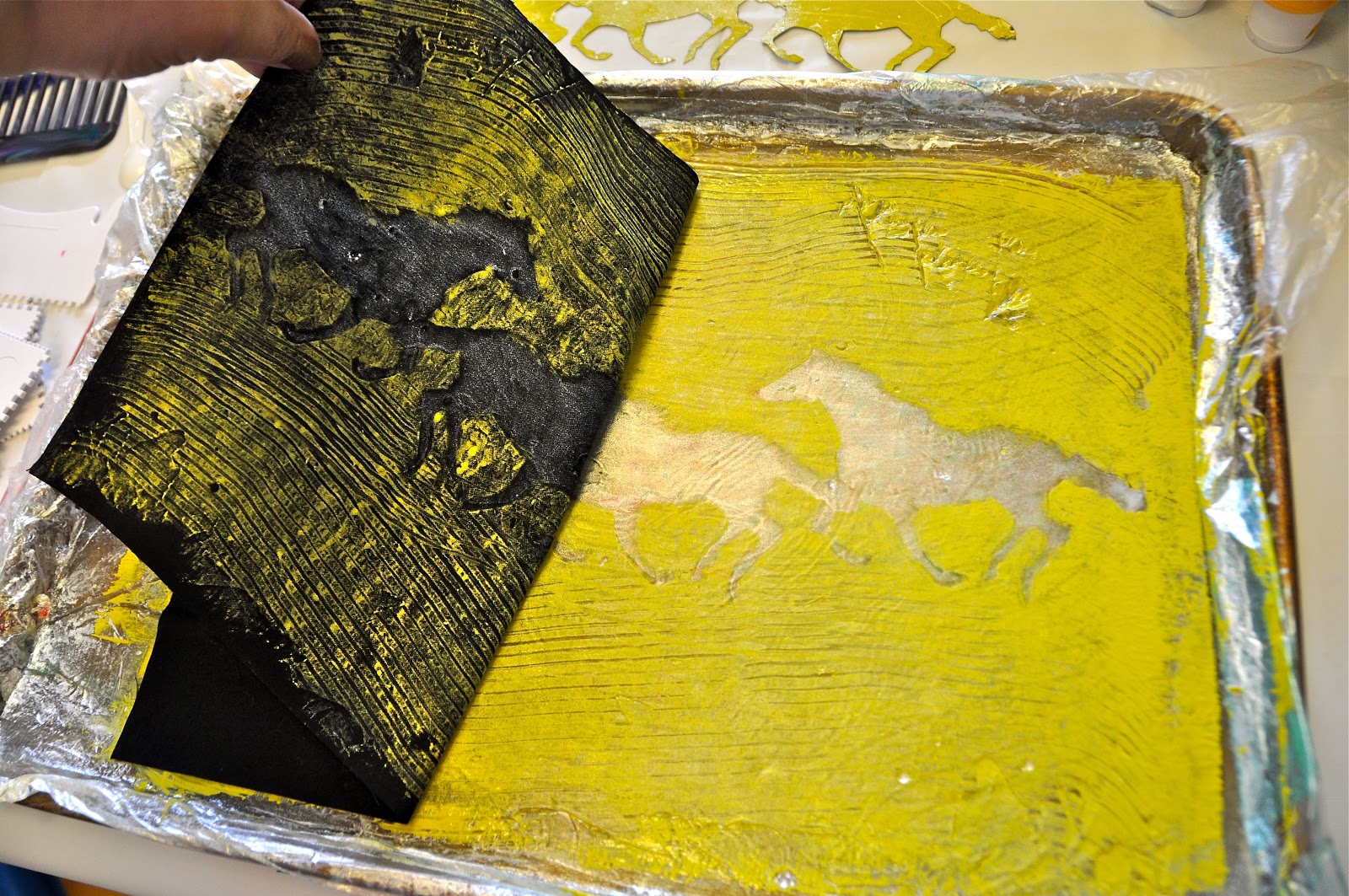 LuAnn Kessi: Jello Printing on Black.....Play Day 2
