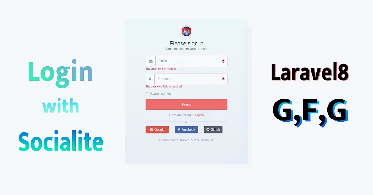 Login with Laravel 8 and Socialite ,Google, Facebook, GitHub Login with Laravel 8 and Socialite ,Google, Facebook, GitHub