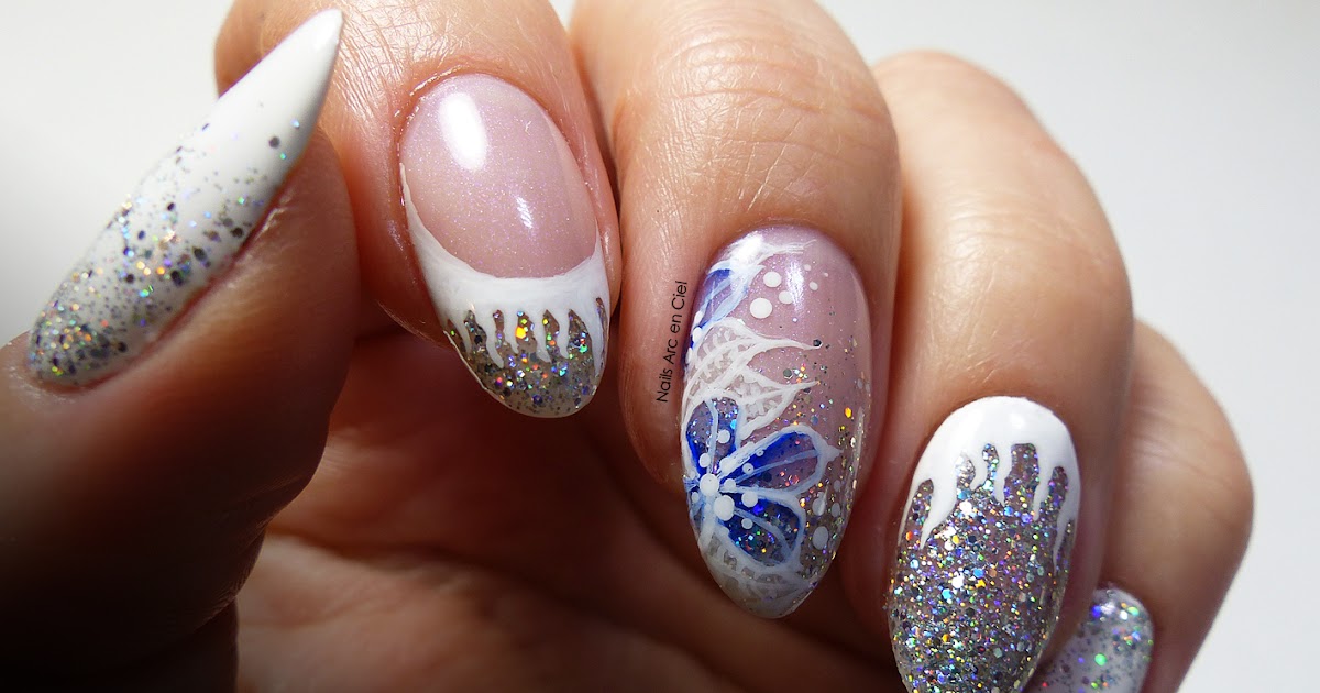 Nails Arc en ciel: Nail Art givré - Stalactites et fleur en aquarelle