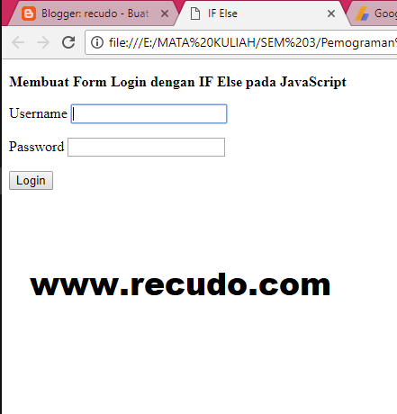 Membuat Form Login dengan IF Else dengan JavaScript | HTML - Cek Smartphone