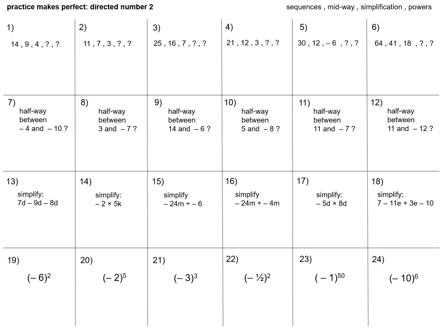 MEDIAN Don Steward mathematics teaching: directed number practice makes ...