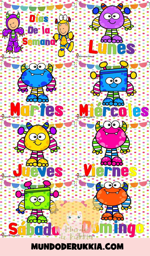 Láminas de los Días de la Semana | Mundo de Rukkia