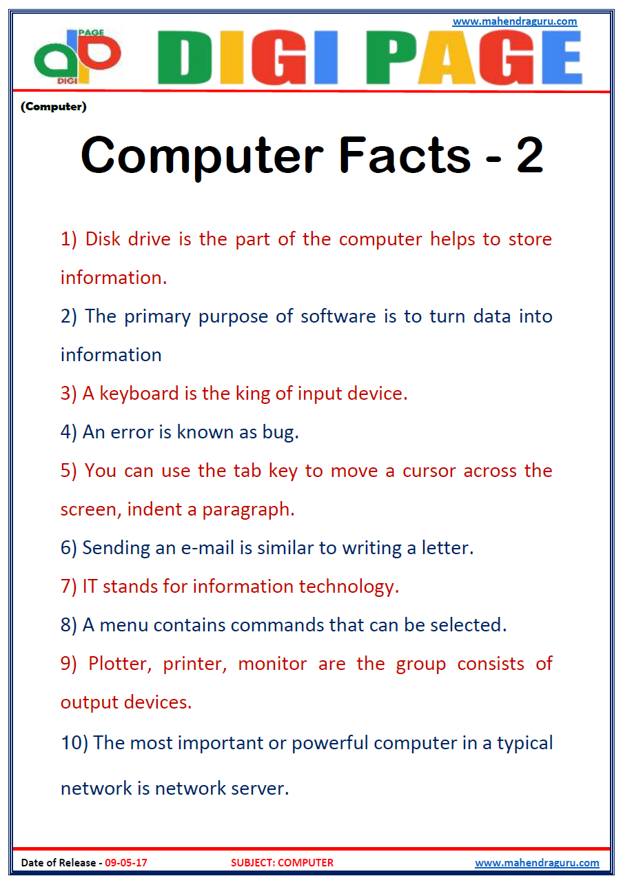 DP | COMPUTER FACTS | 09 - MAY - 17 | IMPORTANT FOR SBI PO