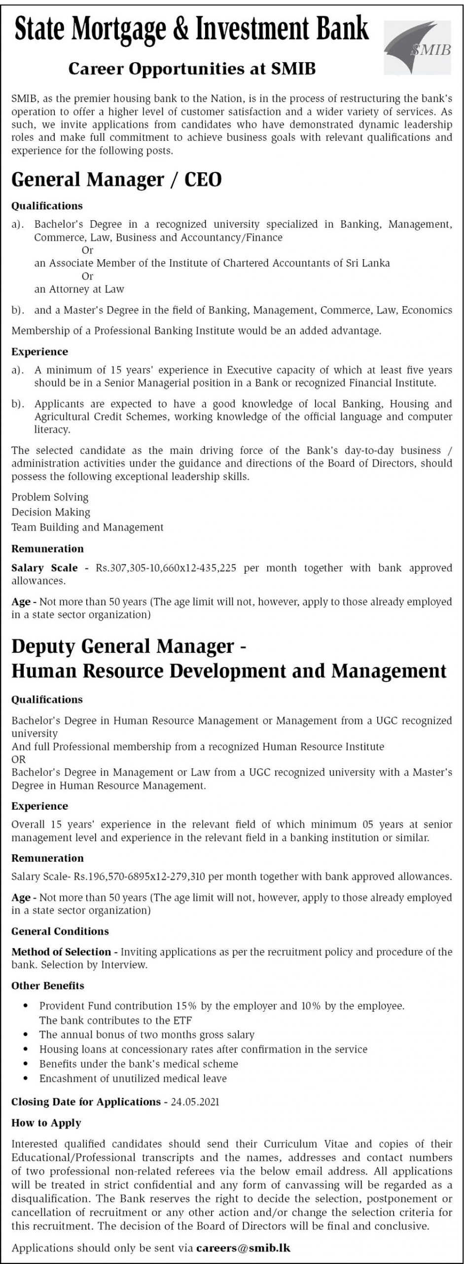General Manager CEO Deputy General Manager State Mortgage And general-manager-ceo-deputy-general-manager-state-mortgage-and
