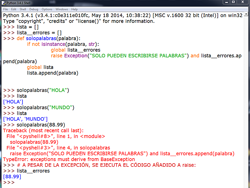 APRENDER A PROGRAMAR CON PYTHON: TRATAMIENTO DE EXCEPCIONES