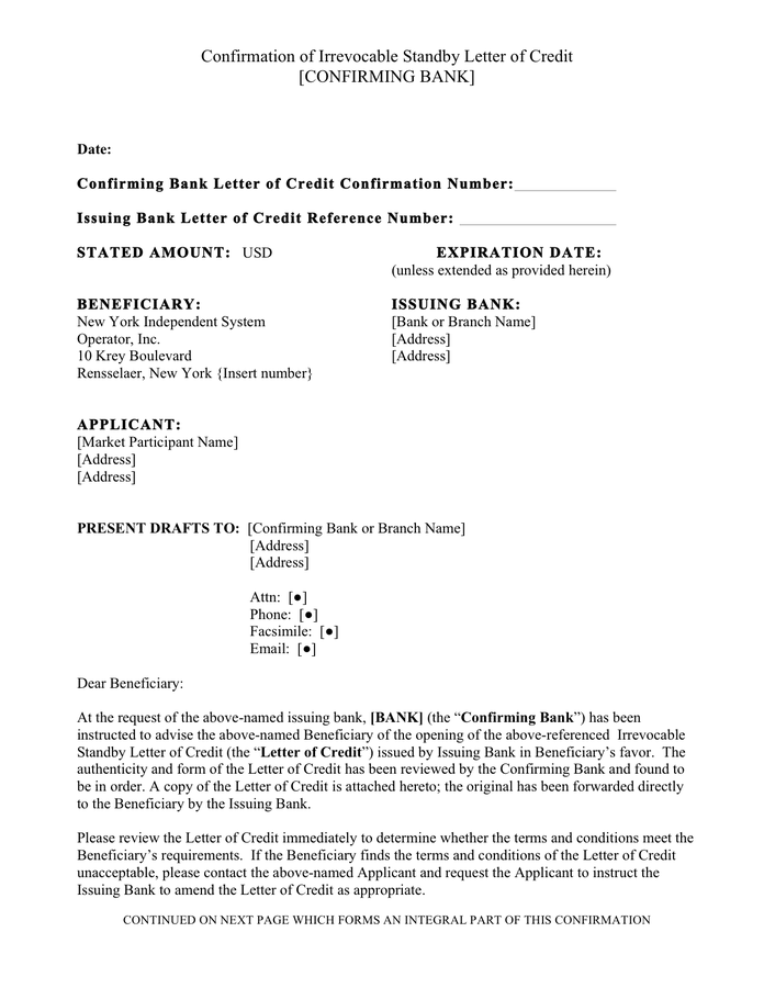 Irrevocable Standby Letter Of Credit Template ~ Resume Letter