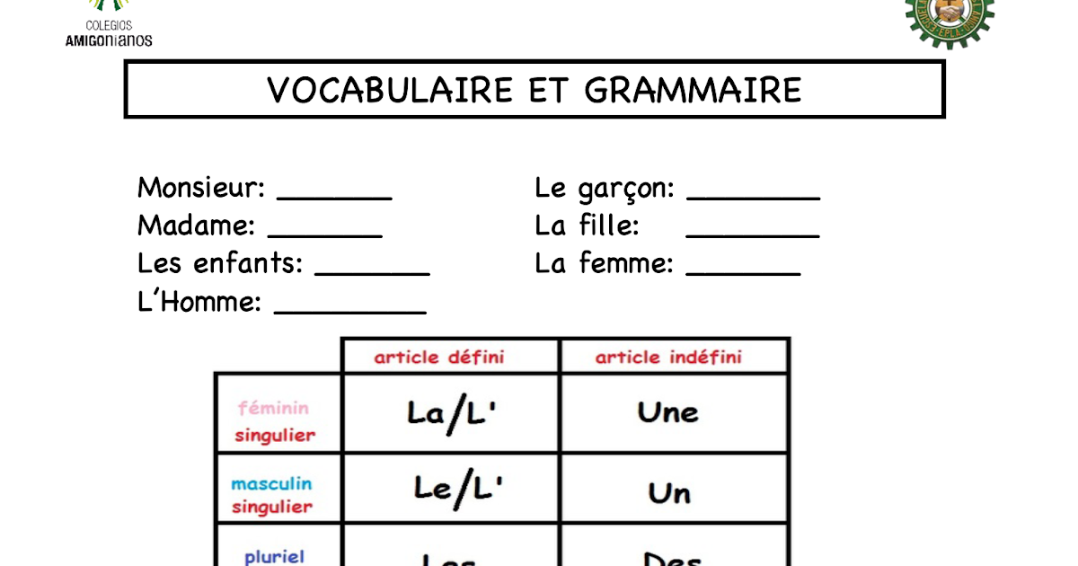 El Rincón de Ana Ferrero.: LES ARTICLES ET LES PRONOMS PERSONNELS
