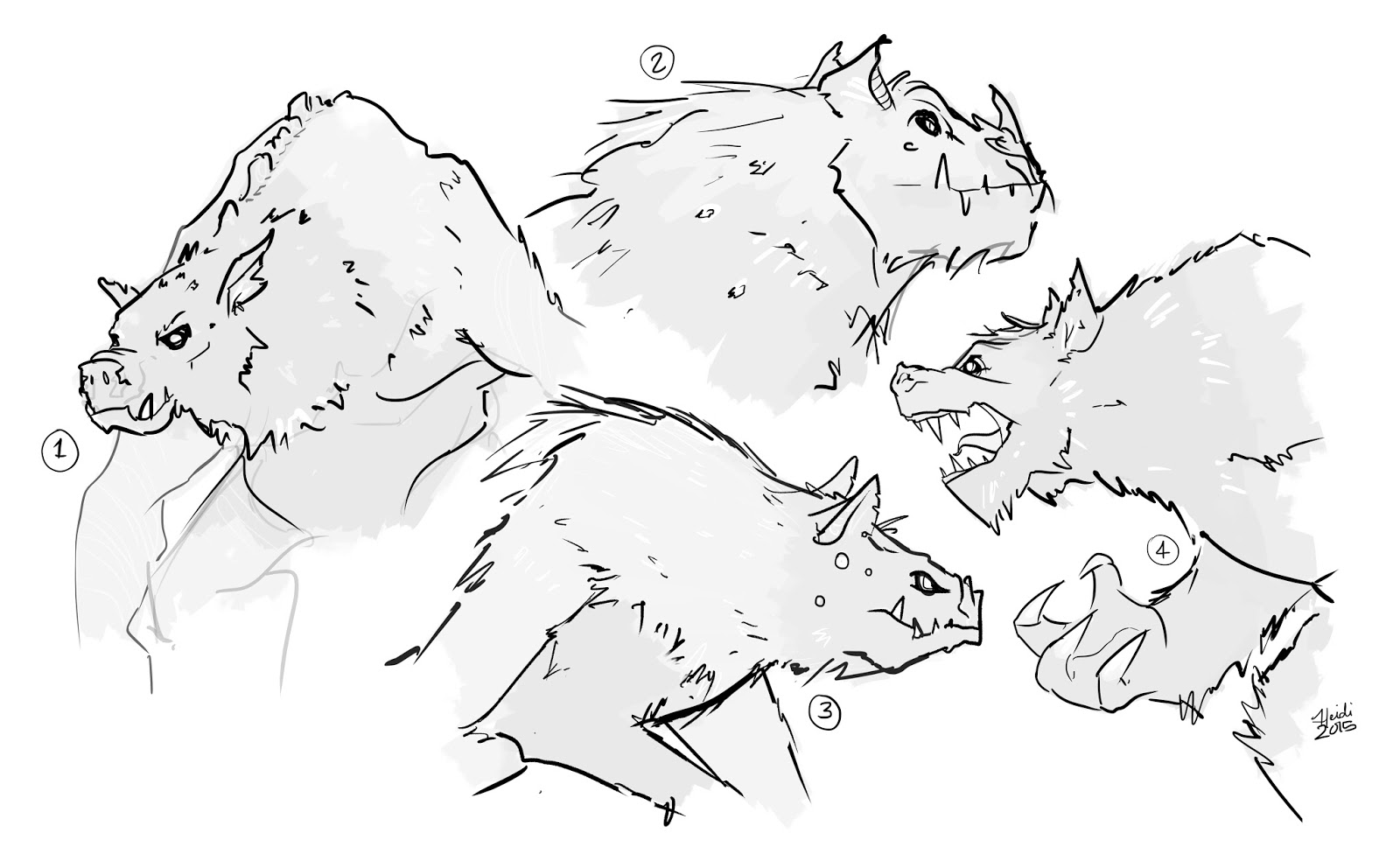 Heidi Grover: Minor Project: The Beast - Initial Sketches 01