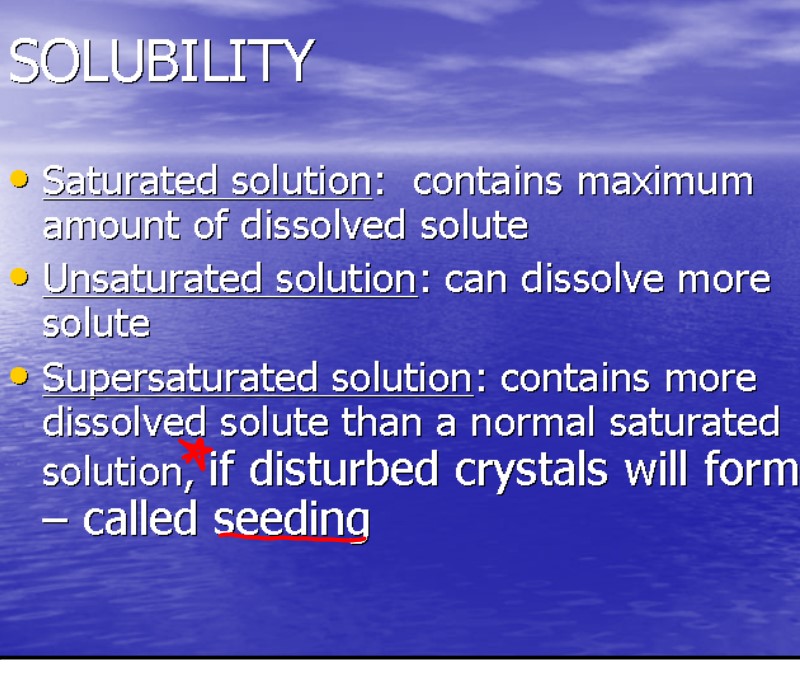 Chemistry Honors: Ch 13 Notes through Supersaturated Solutions; Rock ...