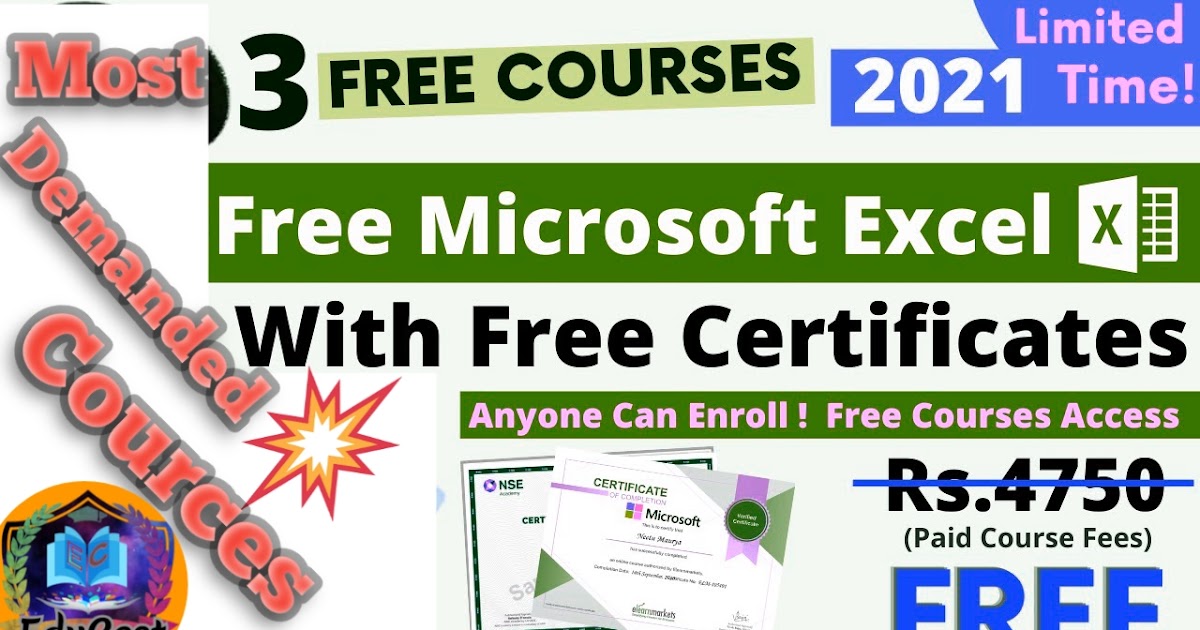 3 FREE Certification Courses | Advance Microsoft Excel | Free Course ...