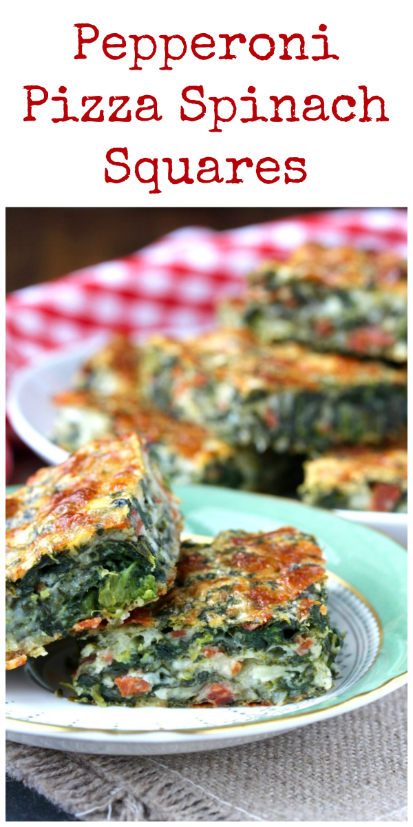 Pepperoni Pizza Spinach Squares | Karen's Kitchen Stories