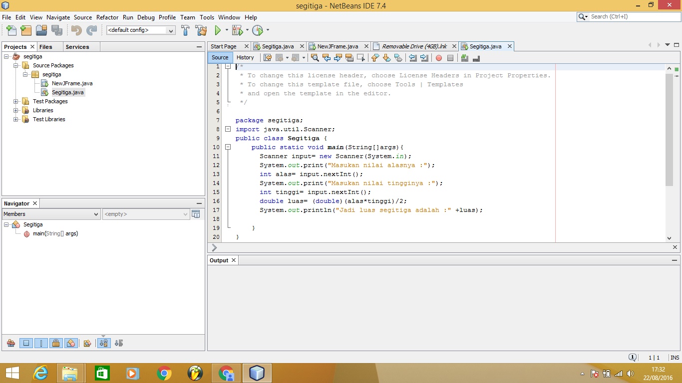 Cara membuat program menghitung luas segitiga sederhana menggunakan ...