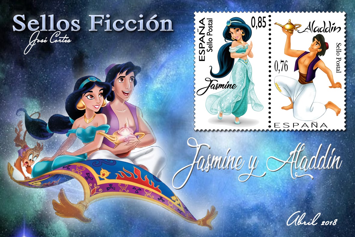 SELLOS FICCIÓN: Princesa Jasmine y Aladdin