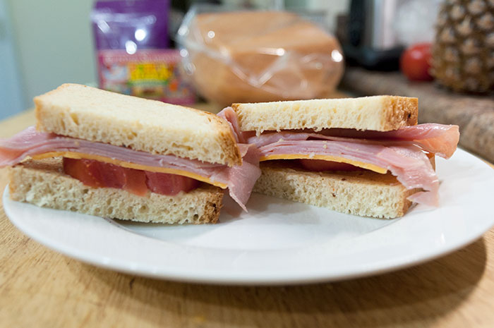 Things wot I Made Then Ate: Brioche, ham and tomato sandwich