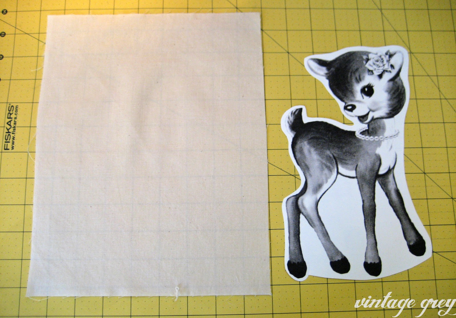 vintage grey: a vintage deer pillow cover tutorial