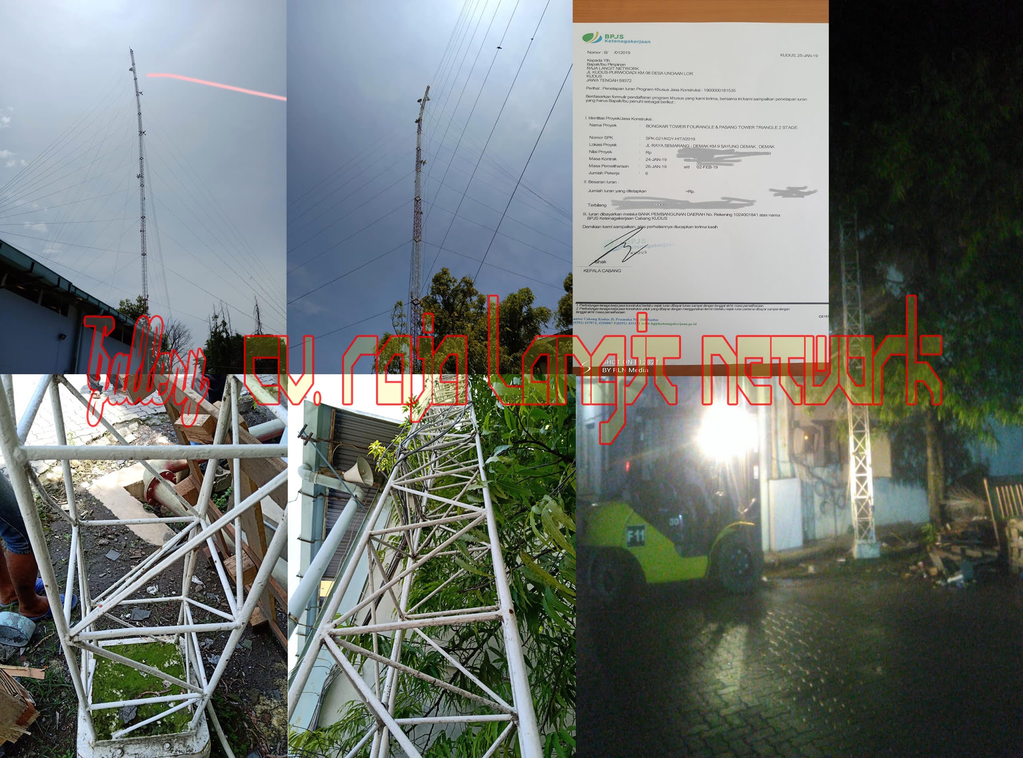 BONGKAR TOWER FOURANGLE SEGI EMPAT 50 METER SITE PT. HIT POLYTRON ...