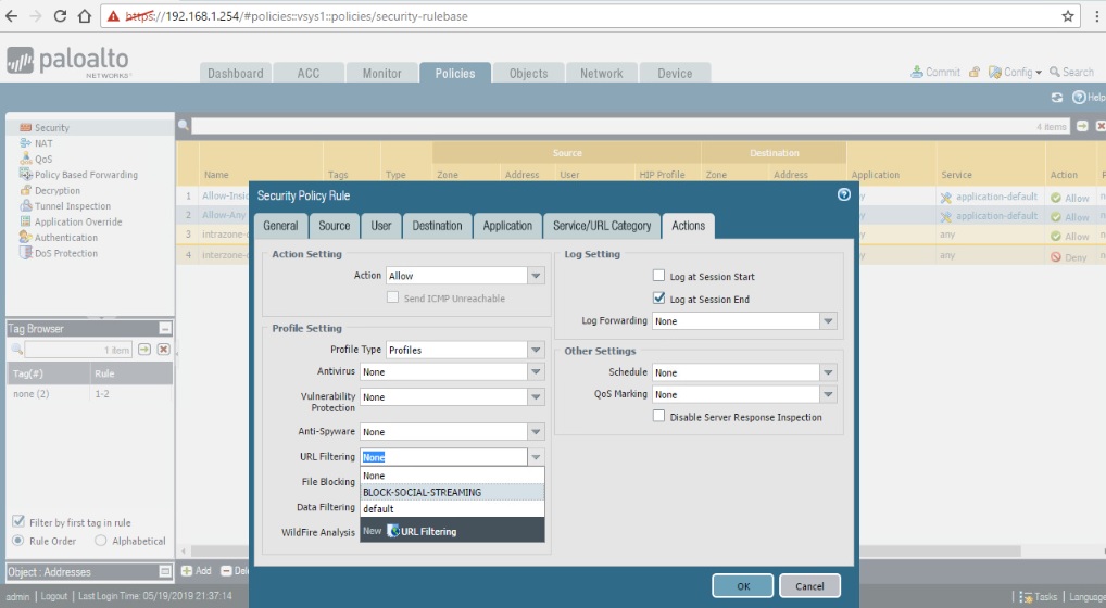 My Cybersecurity Journal: Palo Alto Networks Firewall URL Filtering and ...
