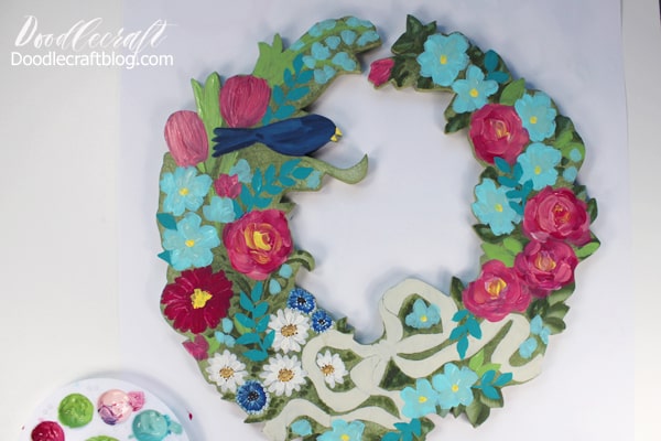 Floral Painted Wood Wreath!