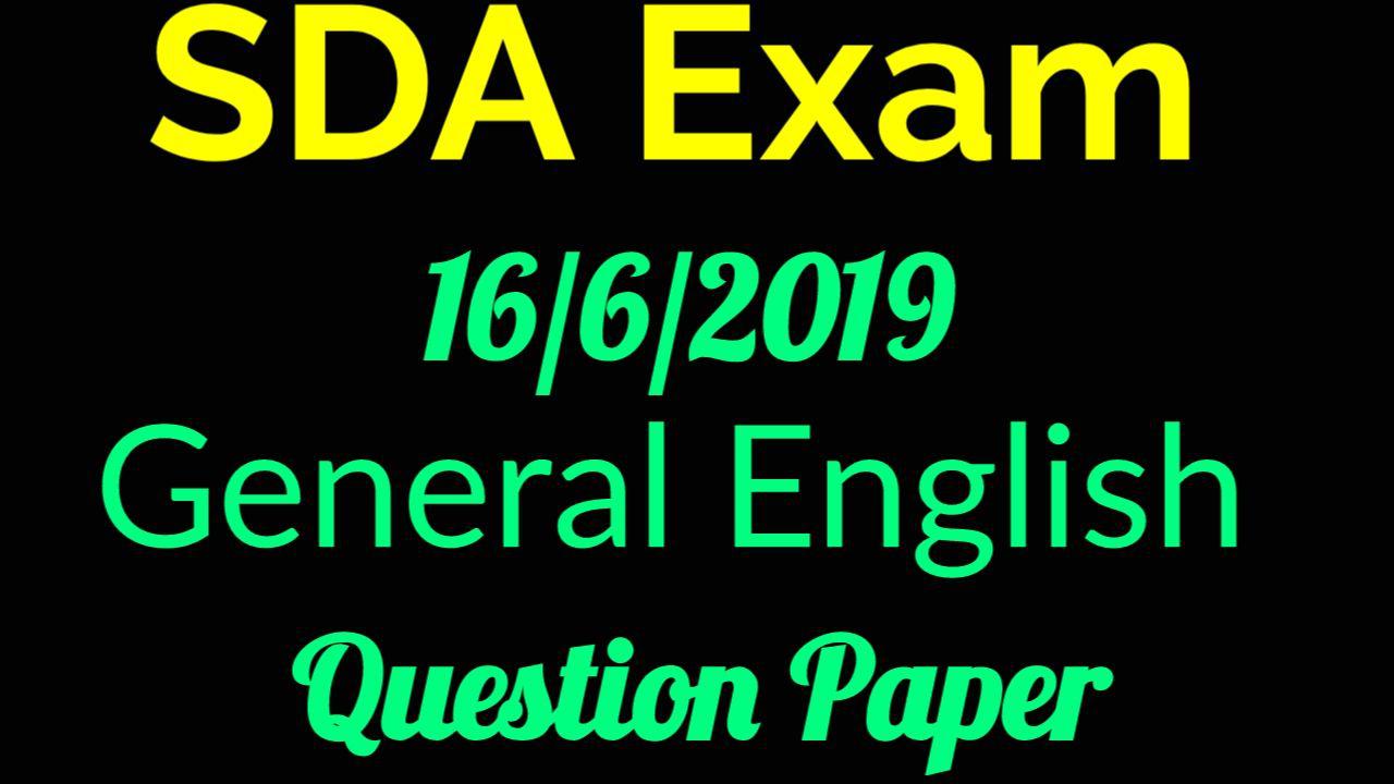SDA GENERAL ENGLISH QUESTION PAPER(16/6/2019) | KPSC JUNCTION