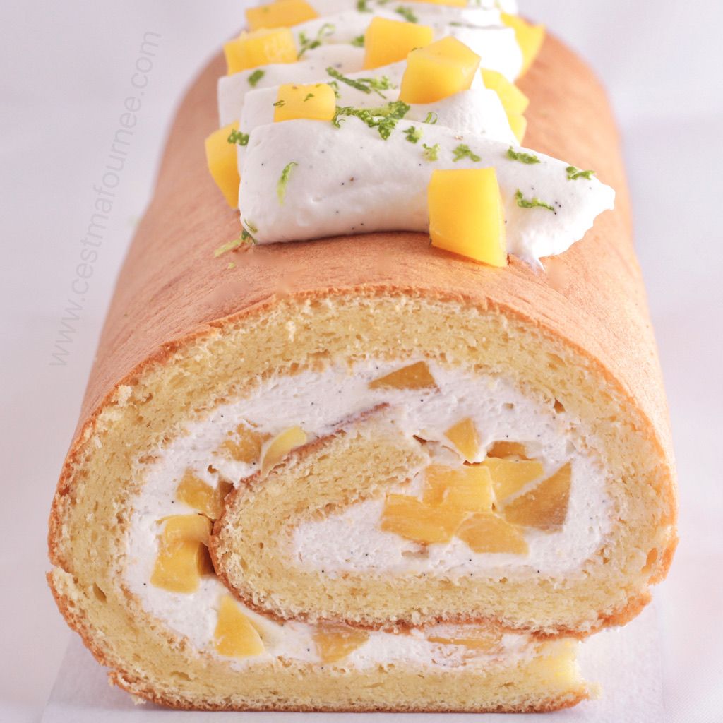 Biscuit roulé à la chantilly et aux fruits frais