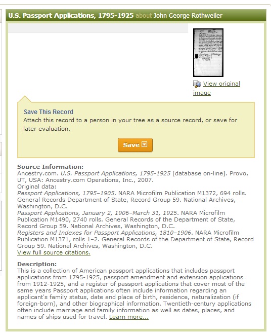 RootDig.com: Citing US Passport Applications from Ancestry.com