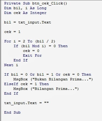 [Visual Basic] Program Bilangan Prima - Dunia Ilmu Pengetahuan dan ...