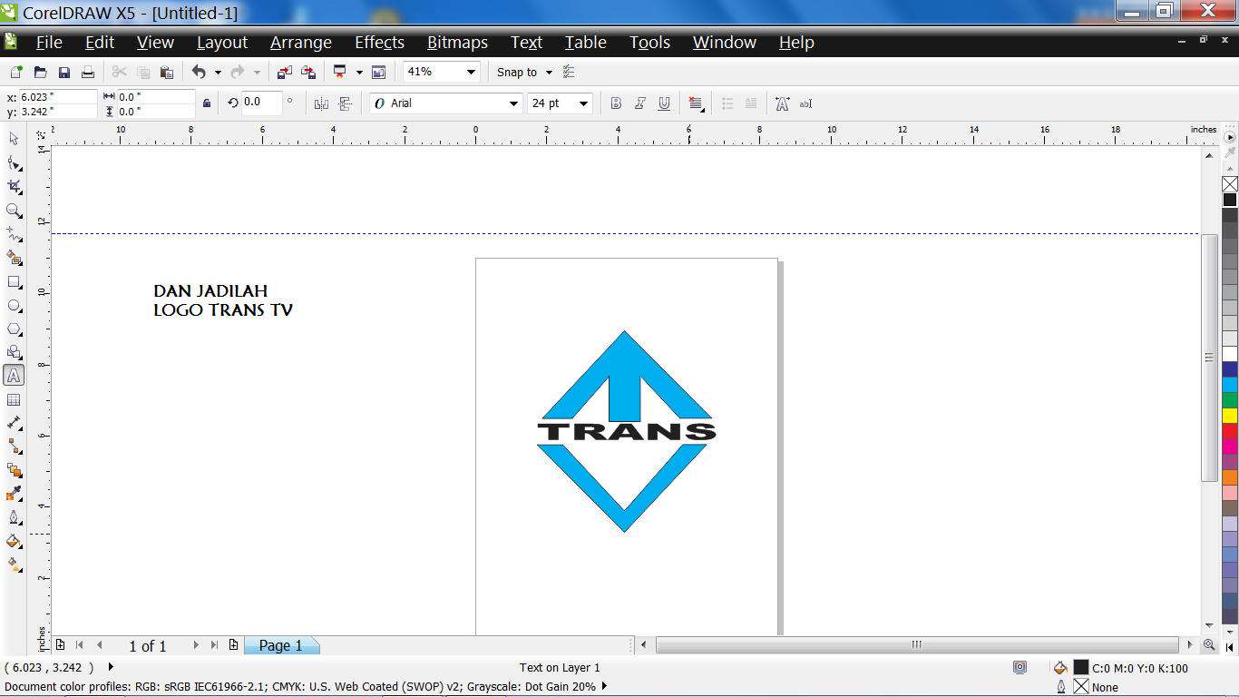 tutorial membuat logo123: tutorial membuat logo trans tv