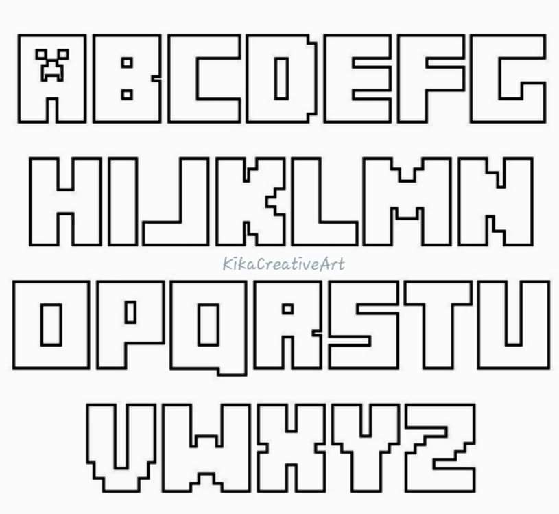 Letras do alfabeto minecraft: Molde grátis
