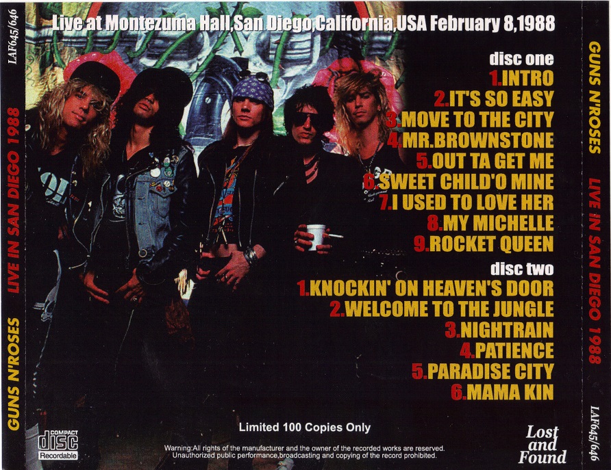 T.U.B.E.: Guns N' Roses - 1987-10-08 - London, UK (AUD/FLAC)