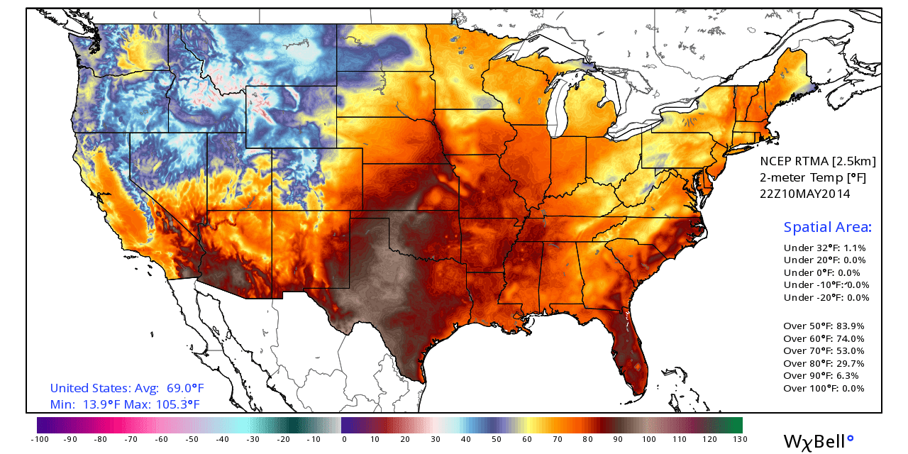 91-Degree Temp Spread Across The Nation @ 4 PM MDT.