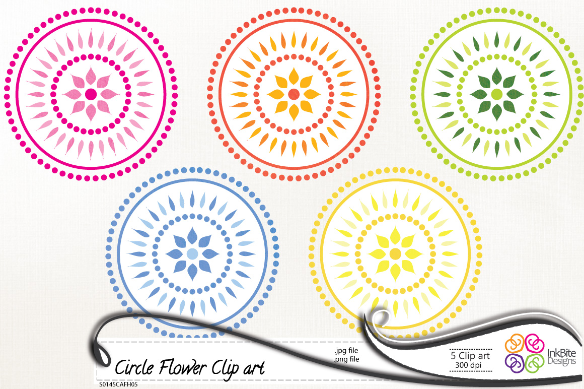 InkBite Designs: Freebie - Circle Flower Clip art Set