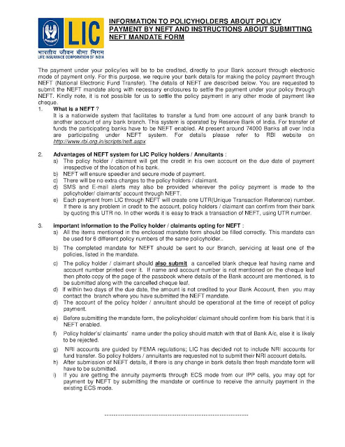 LIC Branches in India: LIC forms download - LIC NEFT from