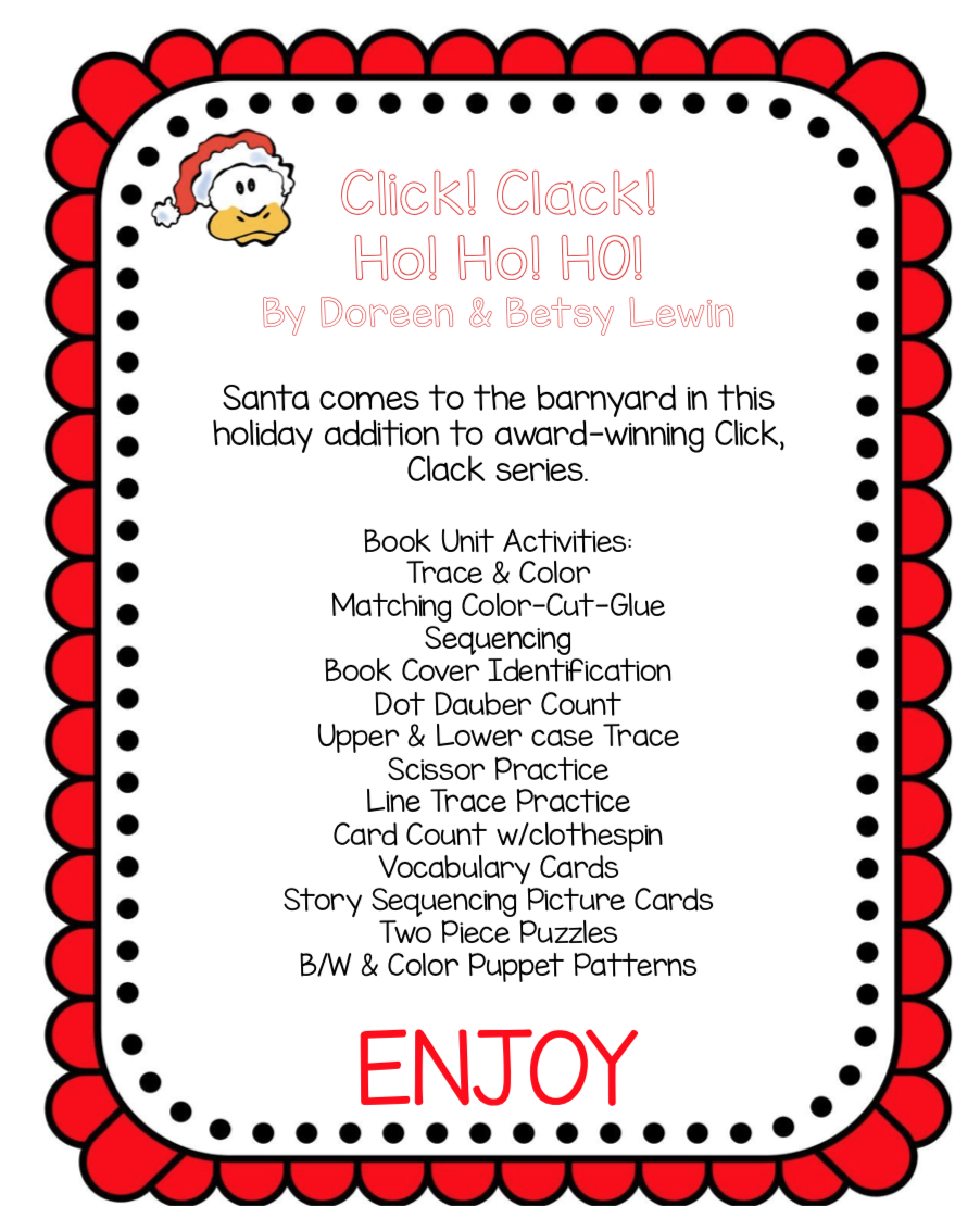 CLICK! CLACK! HO! HO! HO! BOOK UNIT ~ Book Units by Lynn