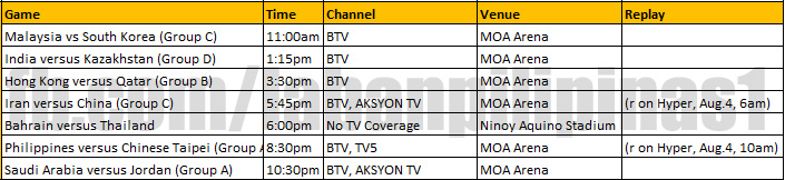 Complete TV coverage schedule for the 27th FIBA Asia Championship ...