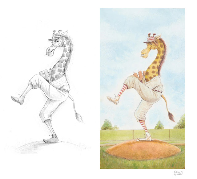 Angel M Alvarez Illustration : Giraffe Baseball Pitcher Illustration