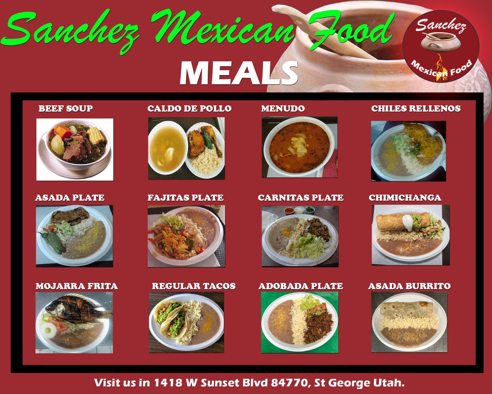 Menu ~ Sanchez Mexican Food