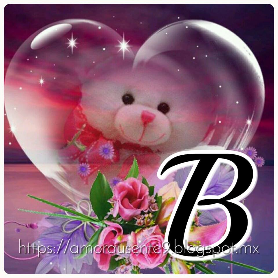 MY HAPPY PLACE..: Tu inicial en corazón y oso de peluche (B)