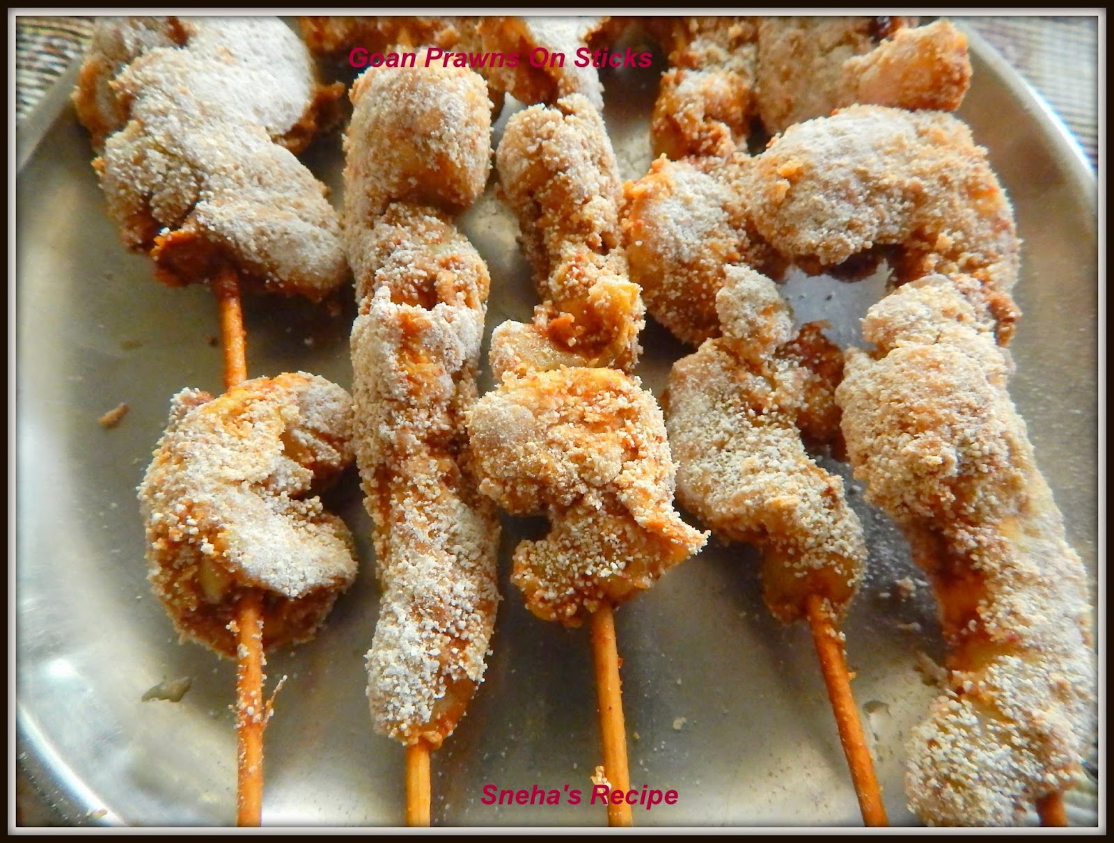 Goan Prawns On Sticks # #FISHFRIDAYFOODIE - Sneha's Recipe